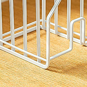 Hikinlichi Cutting Board Holder Rack 2 Adhesive Hooks 304 Stainless Steel Hooks Kitchen Countertop Chopping Board Organizer Stand Pots Pan Lids Rack 4.92 x 5.7 x 8.46 in. White
