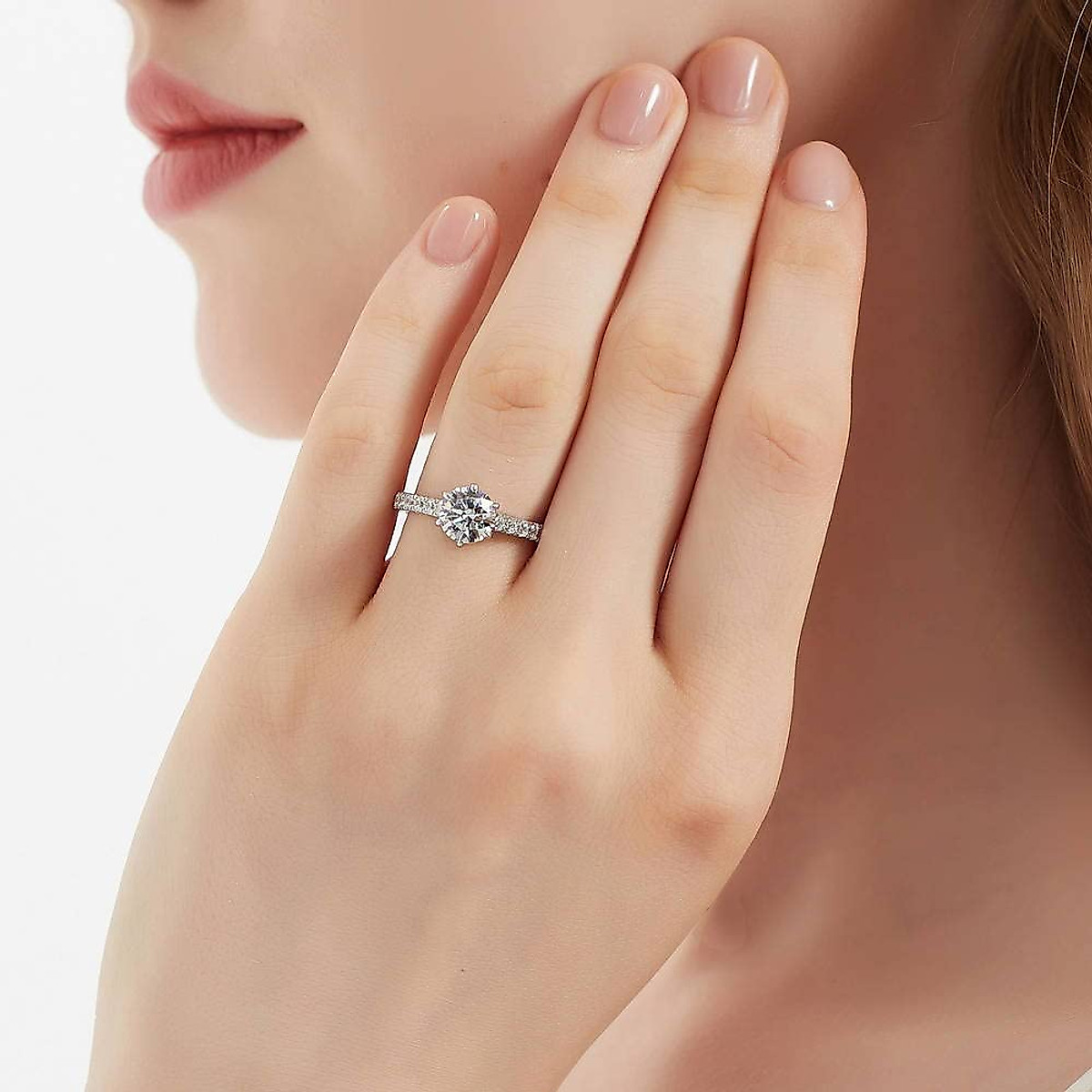 BERRICLE Sterling Silver Solitaire Wedding Engagement Rings 1.25 Carat Round Cubic Zirconia CZ Promise Ring for Women, Rhodium Plated Size 4.5