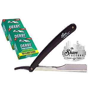 300 Derby Professional Single Edge Razor Blades comes with free Shaving Factory Straight Razor