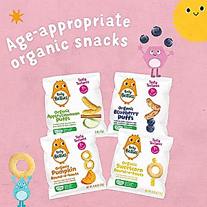 Little Bellies Organic Puffs Baby Snack, Blueberry, Pack of 18