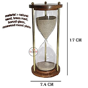 Rosewood Brass Hourglass with Qoute with god All Things are Possible 7 inches 30 Minute Sand Timer | Sand Clock | Timer with Sparkling Natural Sand for Home & Kitchen Office Table Desk