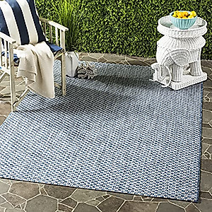 SAFAVIEH Courtyard Collection 5'3" x 7'7" Blue/Light Grey CY8653 Indoor/ Outdoor Waterproof Easy-Cleaning Patio Backyard Mudroom Area-Rug