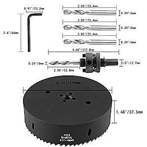 Rierdge 6-1/4 Inch Hole Saw with Heavy Duty Arbor, 159 mm Hole Saw HSS Bi-Metal Saw Drilling Tool, 6.25 Inch Hole Cutter for Cornhole Wood Plasterboard Plywood Plastic (Matte Green)