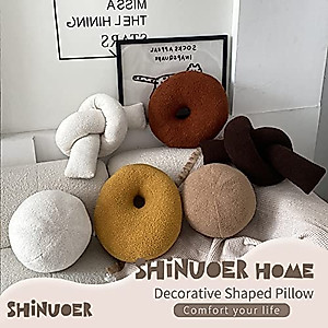 SHINUOER White Ball Pillow Decorative Round Throw Pillows,11.8" Boucle Ball Pillow Sphere Shaped Pillow Plush Cushion Round Decorative Pillow for Couch,Sofa,Bedroom