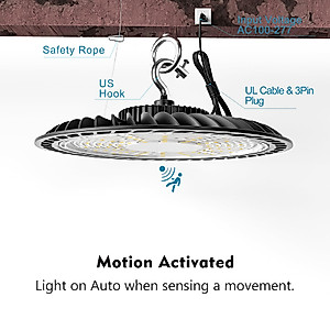 Lightdot Smart 150W LED High Bay Light Motion Activated High Bay LED Lights, AC100-277V High Bay LED Shop Lights for Warehouse Barn(Installation Height at Least 20FT)- 6Pack (Remote Buy Separate