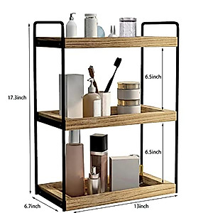 Dorhors 3 Tier Bathroom Counter Organizer,Countertop Bathroom Organizer and Storage Shelf,Bathroom Counter Tray and Vanity Organizer,Makeup and Cosmetic Organizer,Wood Counter Standing Spice Rack