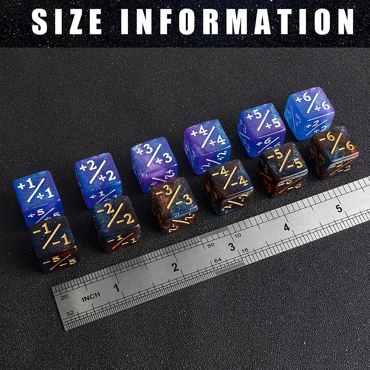 48 PCS Magic The Gathering Token Dice Counters Marble Cube D6 Dice Glitter Sparkle Starry Sky Dice for CCG Creature Stats Card Gaming MTG Accessory (2-Color Mixed)