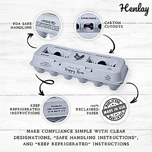 25 Egg Cartons- Adorable Printed Vintage Design for Farm Fresh Eggs, Recycled Paper Cardboard, Sturdy & Reusable, Carton Holds up to XL Chicken Eggs (25, Locally Laid Hen)