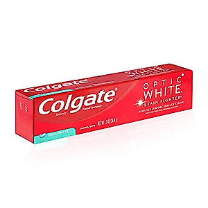 Colgate Optic White Toothpaste, Stain Fighter, Fresh Mint Gel, Travel Size 2.0 oz (56.6g) - Pack of 6