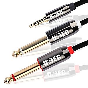 UCEC 10FT/3M 3.5mm 1/8" TRS to Dual 6.35mm 1/4" TS Mono Y-Cable Splitter Cord with Zinc Alloy Housing for iPhone, iPod, Laptop, CD Players, Power Amplifier, Multimedia Speakers, Home Stereo Systems