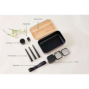 Misecrisa Stash Box with rolling tray - Air-Tight Storage Stash Box with Bamboo Tray - Portable Decorative Box for Herbs (8inch)