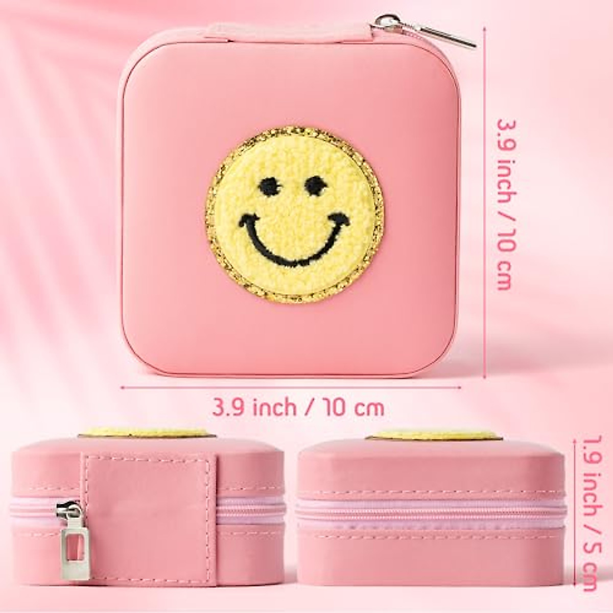 Wood Homing Small Preppy Travel Jewelry Case for Women Mini Jewelry Organizer for Traveling Preppy Travel Jewelry Box for Ring Earring Necklace Bracelet Pendant Gift for Mom Lovers