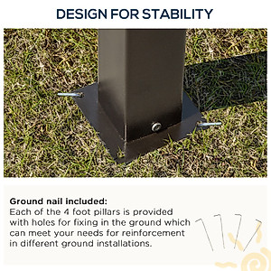 Outsunny 10' x 12' Hardtop Gazebo Canopy with Polycarbonate Roof, Aluminum Frame, Permanent Pavilion Outdoor Gazebo with Netting, for Patio, Garden, Backyard, Deck, Lawn, Dark Brown, Off-White