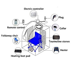 Smartmak Far Infrared Sauna, Full Body One Person Portable SPA Set with Time & Tempreture Remote Control, Heating Foot Pad and Foldable Reinforced Chair (L 27.6’’ x W 31.5’’ x H 37.8’’)- Pearl Pink