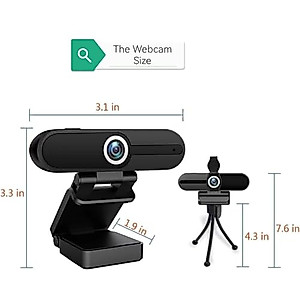 4K Webcam, HD Webcam 8MP- Laptop PC Desktop Computer Web Camera with Microphone, USB Webcams for Video Calling Recording Streaming Video Conference, Webcam with Mini Tripod,Privacy Shutter.