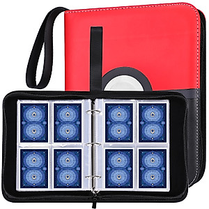 ProCase 4-Pocket Trading Card Binder, 400 Pockets Portable Trading Cards Holder Collector Album with 50 Removable Sheets for Boys Girls –Red