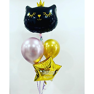 Giant Cat Balloons 22 Inch Adorable Black Crown Kitty White Cat Balloons for Kitten Pet Cat Theme Birthday Party Decorations