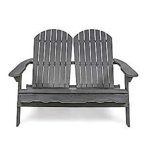 Christopher Knight Home Great Deal Furniture Muriel Outdoor Dark Grey Finish Acacia Wood Adirondack Loveseat