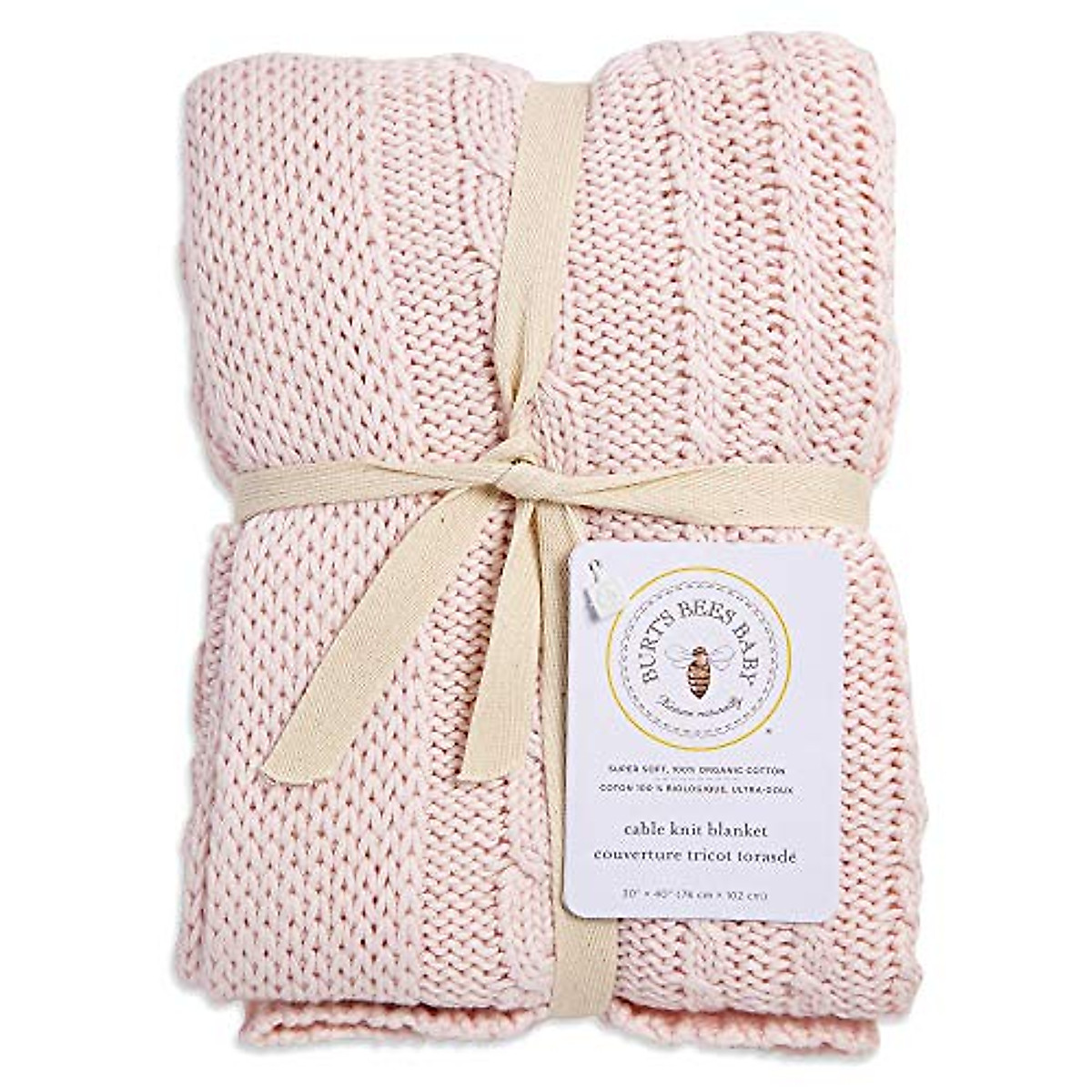 Burts Bees Baby Infant Blanket, Cable Knit, Made with 100% Soft Breathable Organic Cotton, Nursing Blankets, Machine Wash Baby Newborn Essentials, Size 30 x 40 Inch