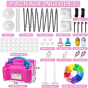 Balloon Arch Kit and Balloon Pump Electric, 10ft Wide Adjustable Balloon Arch Stand With 100Balloons 2Balloon Stands For Wedding Anniversary Birthday Baby Shower Party Decoration Graduation Ceremony