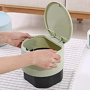 Earchy Desktop Trash Can Plastic Trash Can Elastic Cover Round Wastebaskets Household Sanitary Bucket Creative Storage Bucket