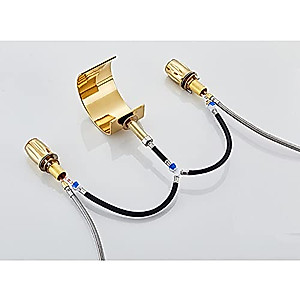 WBRSybUS Bathroom Sink Faucet Gold, 3 Hole 2 Handle High Arc Waterfall Spout Vanity Basin Mixer Tap Bathtub Filler Faucet