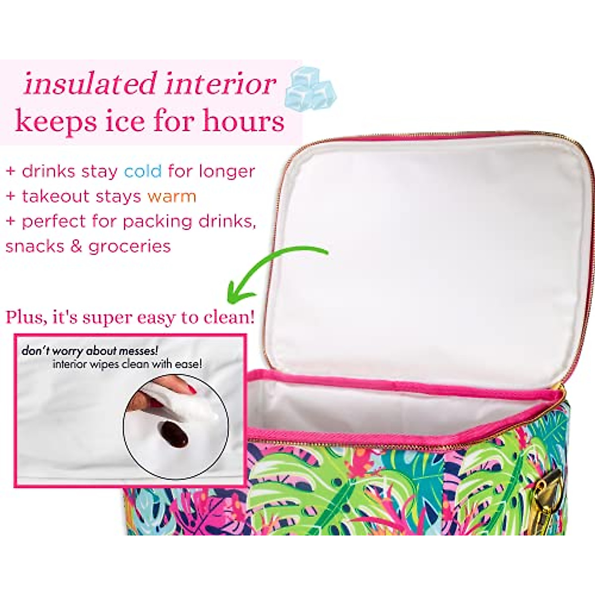 Steel Mill & Co 4 Bottle Wine/Champagne Cooler Tote, Insulated Cooler Bag, Soft Cooler with Secure Zip Close, Collapsible Cooler for Beach or Grocery, Tropical Leaf