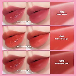 KIMUSE Water Gel Lip Tint 6 Colors Set, Highly Pigmented Long Lasting Moisturizing Glossy Lip Stains, Hydrate Lightweight Lip Gloss Makeup