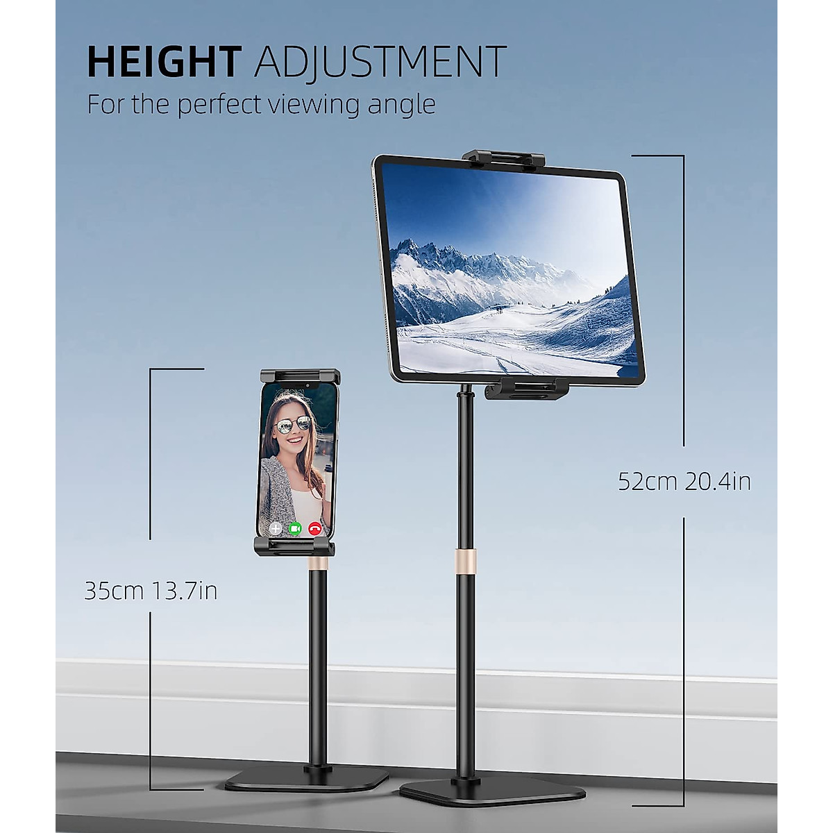 AHK Tablet Stand Holder, Angle Height Adjustable Tablet & Phone Stand for Desk, Thick Case Friendly iPad Holder Stand Compatible with(4.7-12.9") iPad, ipad Pro 12.9, Air Mini 4, iPhone, Kindle, Switch