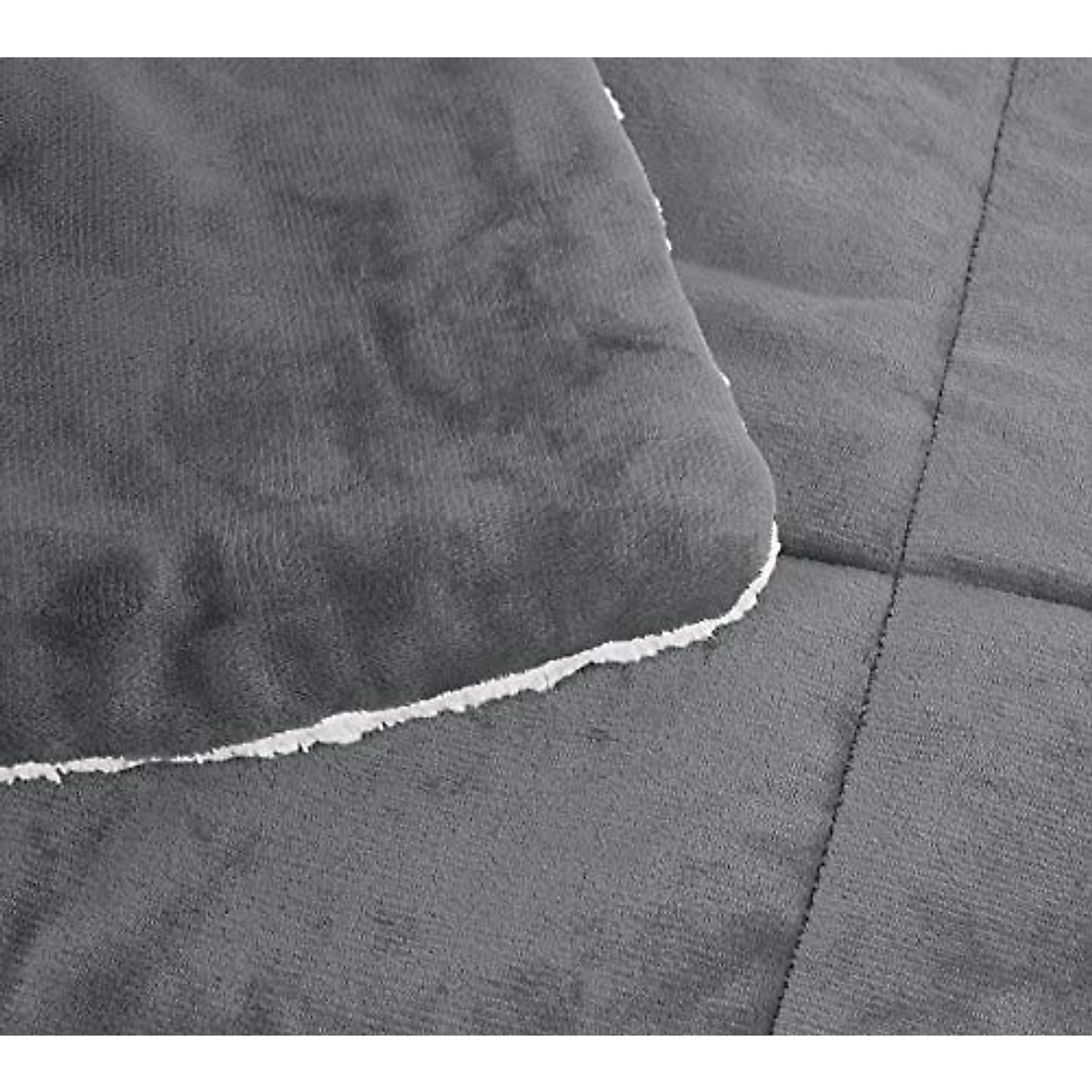 Amazon Basics Ultra-Soft Micromink Sherpa Comforter Bed Set - Charcoal, Full/Queen & Down-Alternative Pillows, Soft Density for Stomach and Back Sleepers - Standard (Pack of 2), White