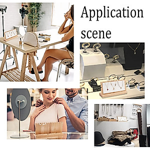 NBEADS Bamboo Necklace Display Stands, Jewelry Tabletop Display Board Stand Tray Showcase Rack with Old Lace Microfiber L-Shaped for Necklaces Rings Earrings Bracelets Jewelry