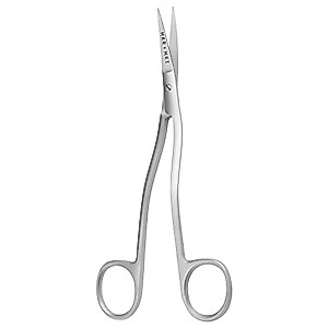 MAKER AND MARKET Applique Long Thin Needlepoint Blade 6.1 Inch - Double Bent Curved Offset Handle Scissors with Pouch Sleeve for Embroidery, Fabric, Thread, Knitting, Sewing, Arts & Craft (Satin)