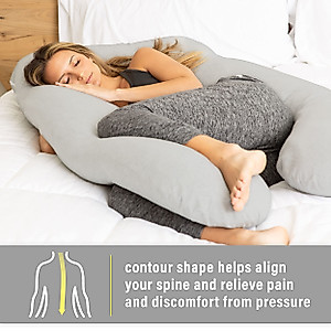Pregnancy Pillow (2 Zip Off Pillowcases Warm and Cool), Maternity Pillows for Sleeping Full Body (Velvet and Cotton Cover), U Shaped Pregnancy Pillows for Sleeping (55" Lx30 Wx7 H) Maternity Pillow