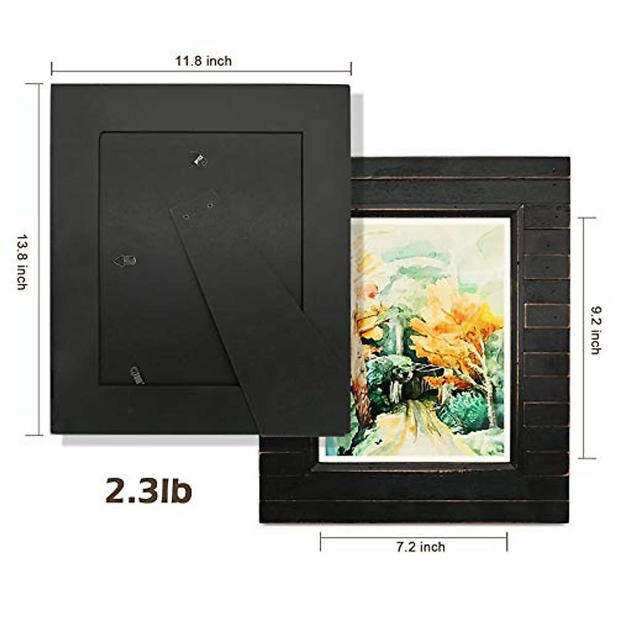Eosglac 8x10 Picture Frame Distressed Black, Timbermount Rustic Photo Frame with Wood Siding Look, Tabletop or Wall Display
