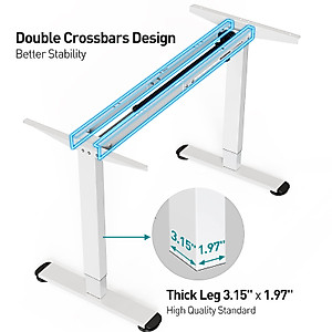 WOKA 55 x 28 Inch Electric Standing Desk, Height Adjustable Stand Up Desk, Sit Stand Desk with Memory Controllers, Adjustable Desk for Home Office with White and Oak Top and White Frame