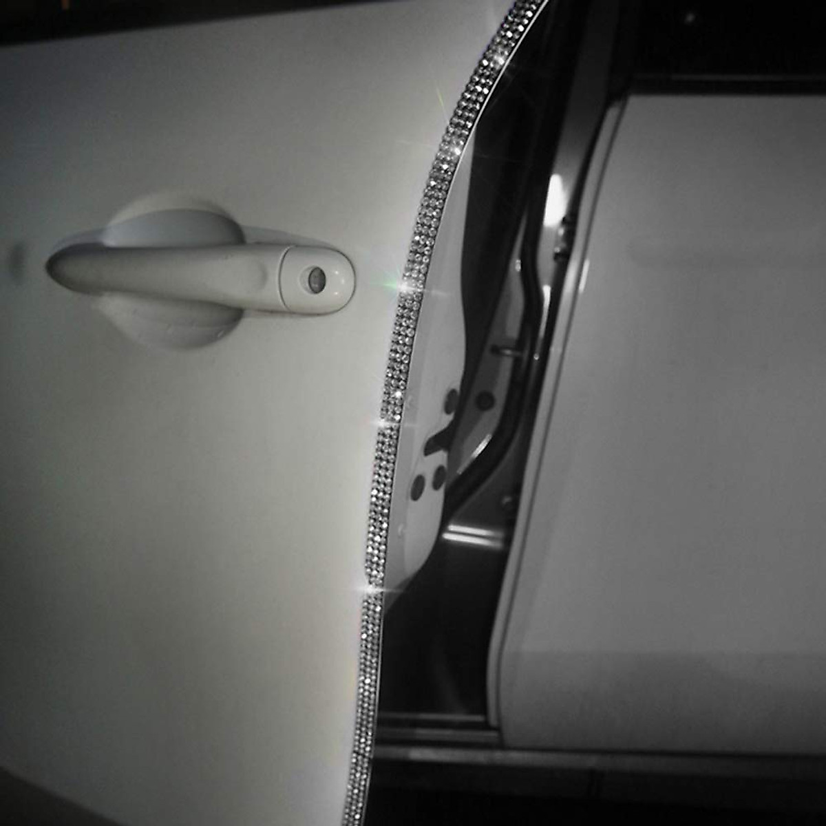 eing Door Edge Anti-Scratch Sticker Door Crash Bumper Crystal Bling Protection Tape Rubber Strip Car Door Protector/ Guard,90cm/35.4" Each One,4Pack/Set,White