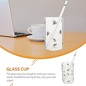 UPKOCH 2 Sets strawberry glass beer glasses glass cup with straw clear straw glasses clear beer can glass clear juice glasses clear water bottles cute cup aesthetic High borosilicate