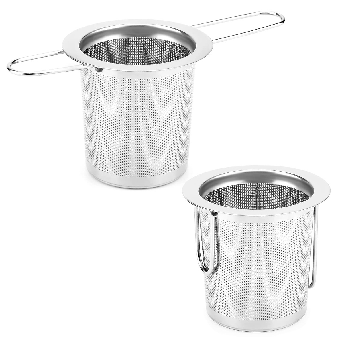 2Pack Tea Strainer, Stainless Steel Tea Infuser Basket Sitting in Mugs, Evmliy Tea Infusers for Loose Tea, Fine Mesh Tea Diffuser Long-Handled Tea Strainers Filters, Tea Steeper for Leaf (2Pack)