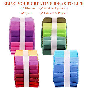 SmoothNovelty 160 Pcs 4 Roll Fabric Strips Assorted Quilting Fabric for Quilting Crafting and Sewing Rolled Cotton for Crafts Blanket Rug Upholstery and Purse Making (Solid)