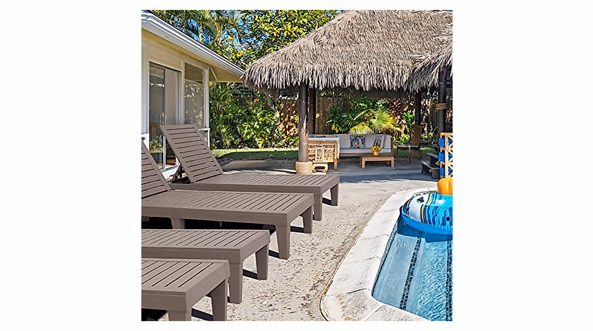 DIMAR GARDEN Outdoor Lounge Chair,Pool Chaise Lounge Waterproof ...