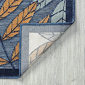 Water Resistant Modern 8x10 Indoor Outdoor Patio Rug | Floral Outdoor Rugs for Patios, Deck, Porch, Entryway | Outside Area Rug | 7'7'' x 10'3''