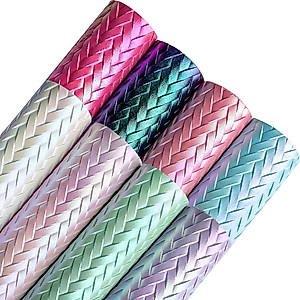 8 Pcs/Set Rainbow Embossed Texture Faux Leather Sheets 8.3x11.8 Inch Synthetic PU Leather for Wallets Keychains DIY Handicrafts