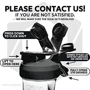 HELIMIX 2.0 Vortex Blender Shaker Bottle Upto 28oz | No Blending Ball or Whisk | USA Made | Portable Pre Workout Whey Protein Drink Shaker Cup | Mixes Cocktails Smoothies Shakes | Dishwasher Safe