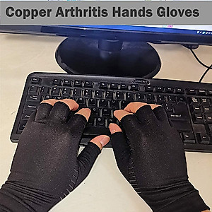 LTXB Fingerless Compression Gloves Copper Arthritis Gloves for Pain, Copper Gloves Compression Gloves for Carpal Tunnel Swelling Arthritis Pain Relief Gloves for Men and Women (M)