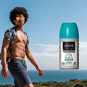 ABOVE Ocean - 72 Hour Elements Antiperspirant Roll-On Deodorant for Men - Notes of Lemon, Bergamot, and Lavender - Protects Against Sweat and Body Odor - Stain, Cruelty, and Alcohol Free - 4 Pc Set