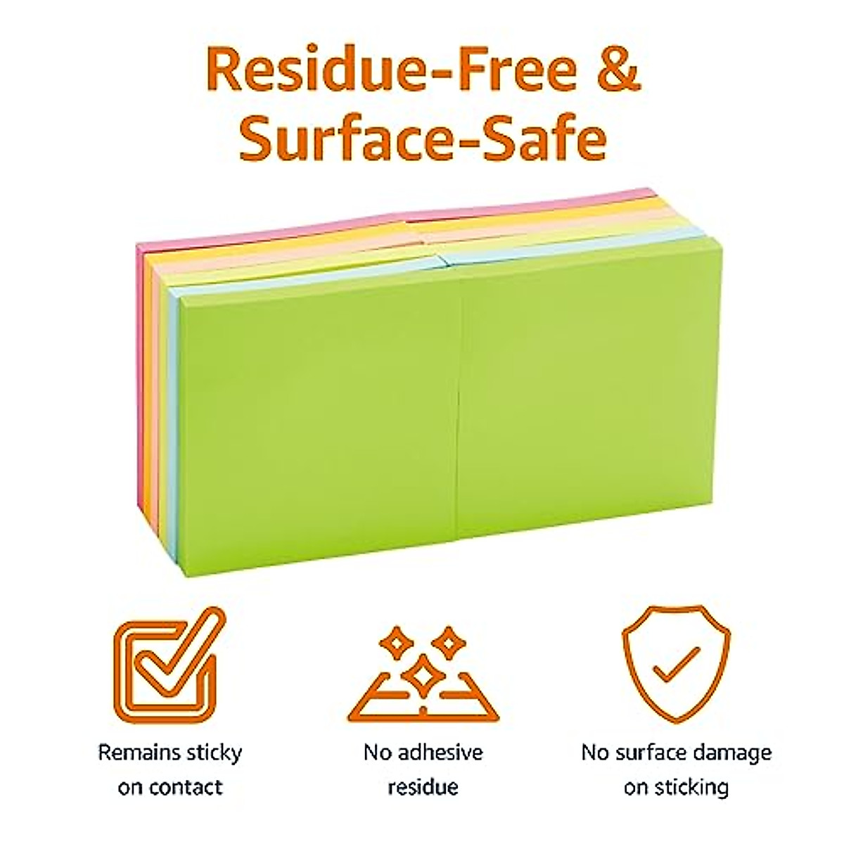 Amazon Basics Square Sticky Notes, 3 x 3-Inch, Assorted Colors, 12-Pack