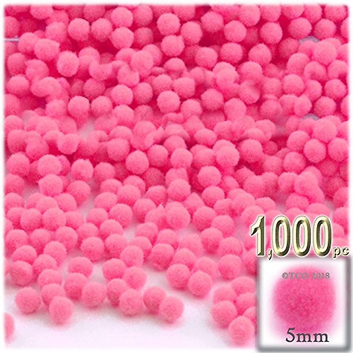 The Crafts Outlet Polyester Pom Poms, Solid Color, 5mm/0.20-inch, 200-pc, Orange