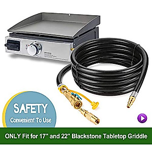 WADEO 12 feet Low Pressure RV Propane Quick-Connect Hose, RV Quick Connect Propane Hose with 1/4" RV Quick Connect Conversion Fitting for Blackstone Tabletop Grill 17"/22"