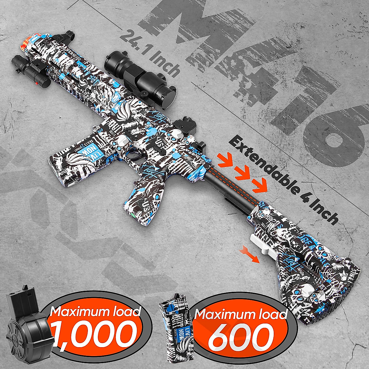 Large Gel Ball Blaster with Drum, Manual & Automatic Dual Mode Splatter Ball Blaster, for Outdoor Activities -Team Game, Purple