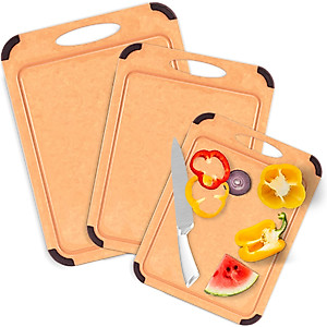 "Arco Design" Wood Fiber Cutting Boards | Extremely Durable | Non-Porous | Food and Dishwasher Safe | 100% Eco-Friendly (CSN Style | Set of 3 units (17.3" x 12.8" | 14.5" x 10.8" | 11.8" x 8.5"))